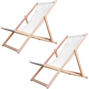 Traditional Folding Wooden Deck Chairs with Canvas Fabric