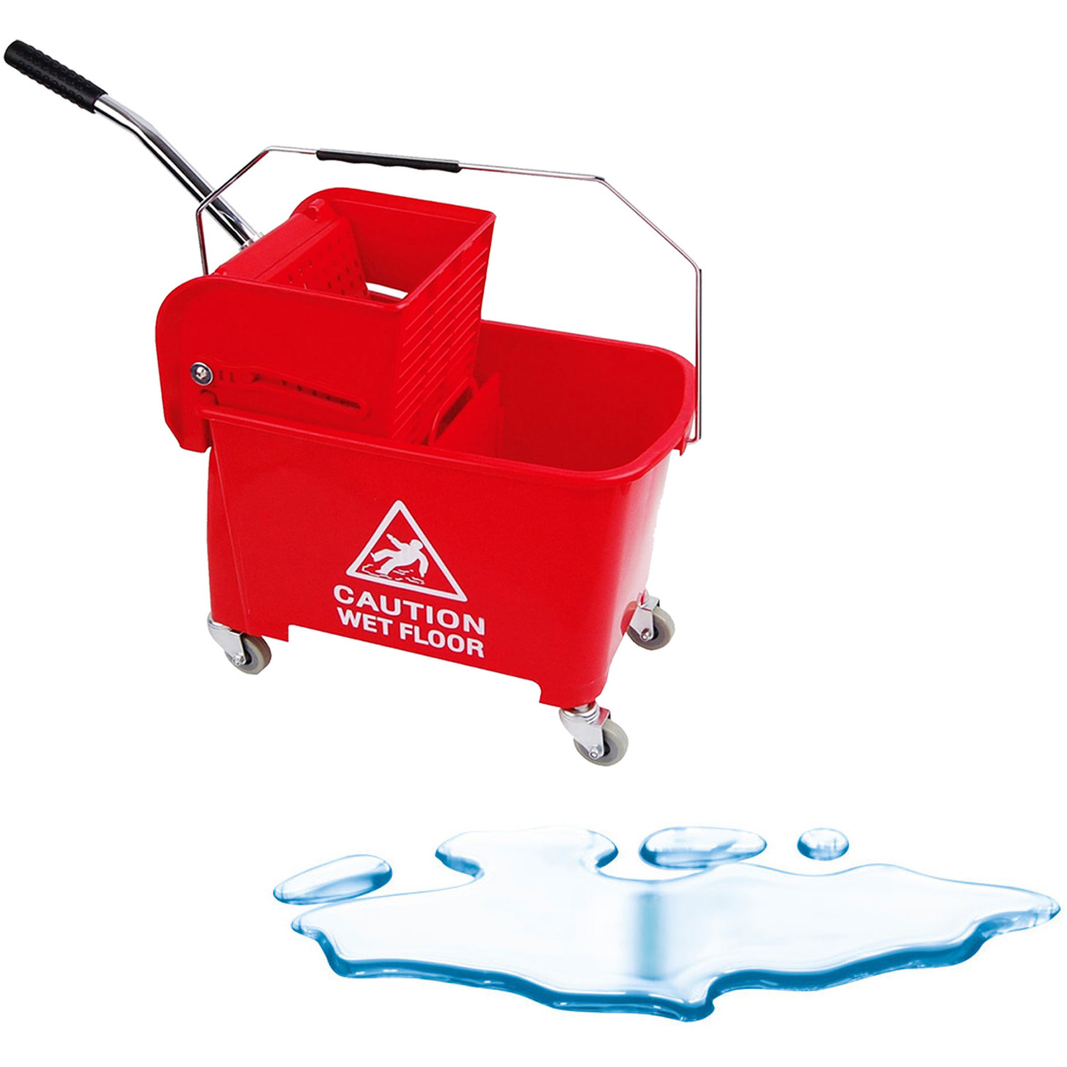 Red 20L Dual Kentucky Mop Bucket With Durable Wheels and Handle