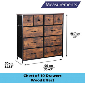 Chest Of Drawers with Metal Frame 10 Large Deep Fabric Drawers ...