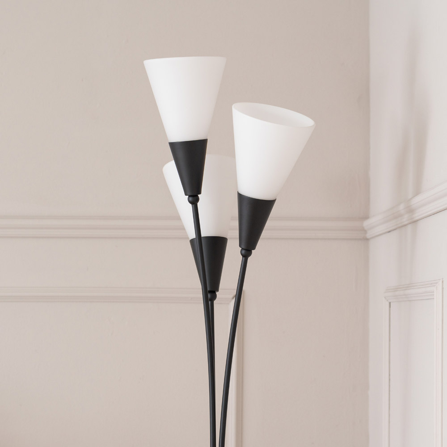 Kristina Frosted White Shade 3 Way Metal Uplighter Floor Lamp with LED ...
