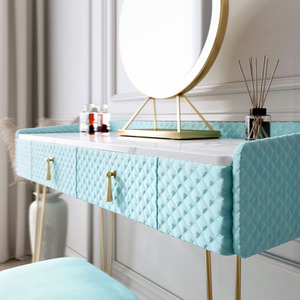 Tokyo Glow Velvet Dressing Table with LED Mirror