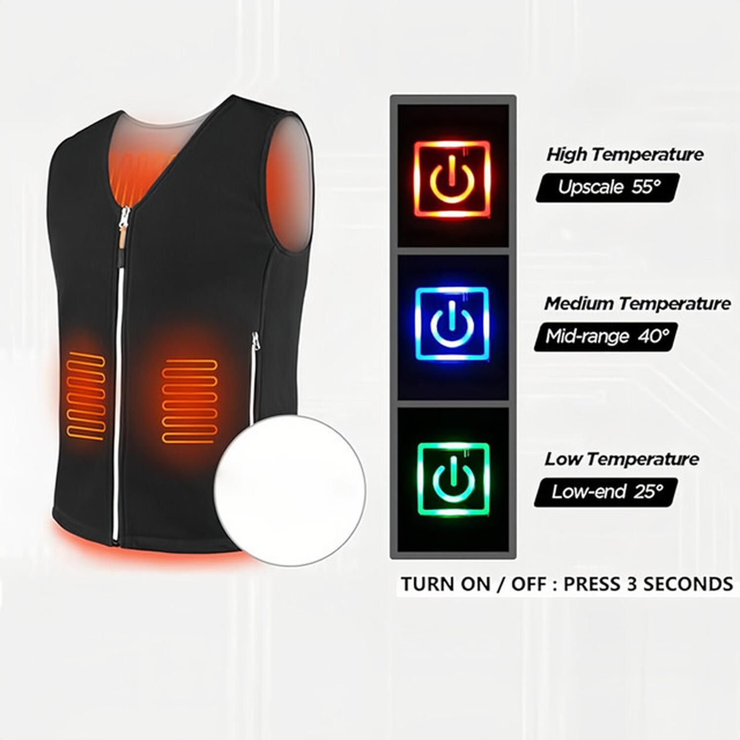 Smart Electric Heating Vest with Temperature Control