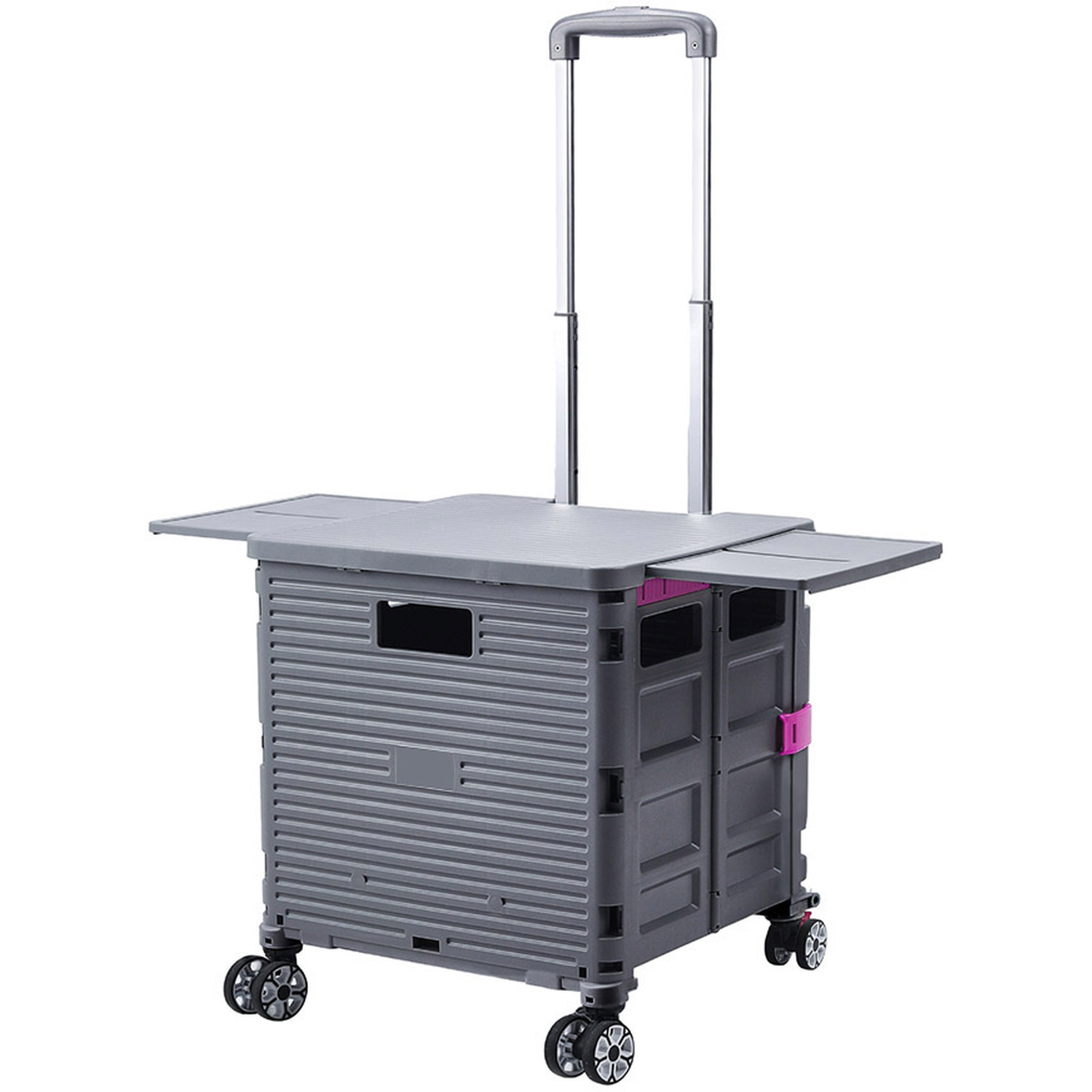 Collapsible Rolling Utility Crate with Magnetic Lid and Adjustable Handle