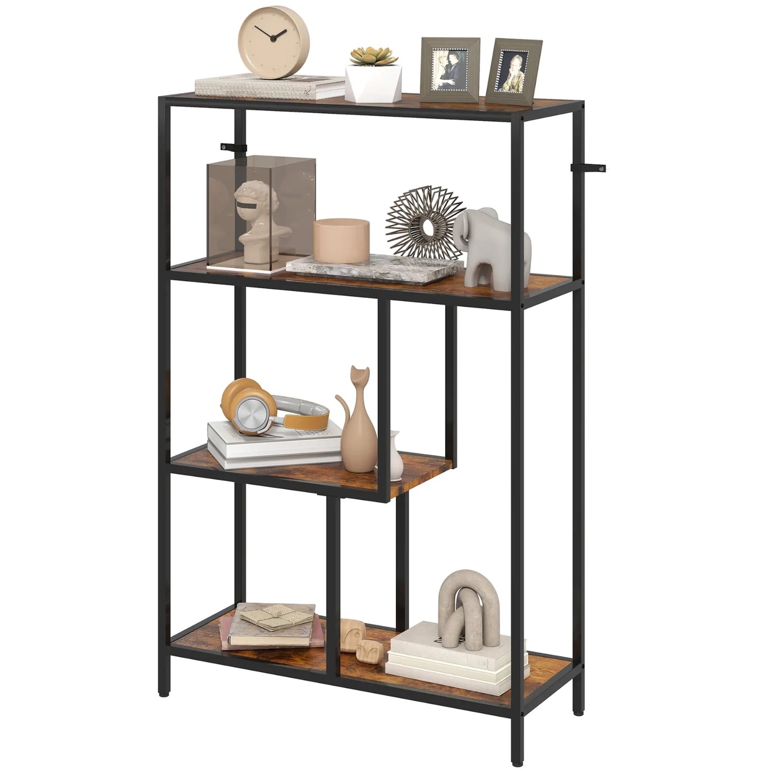 4 Tier Bookcase Display Stand With Storage Shelves