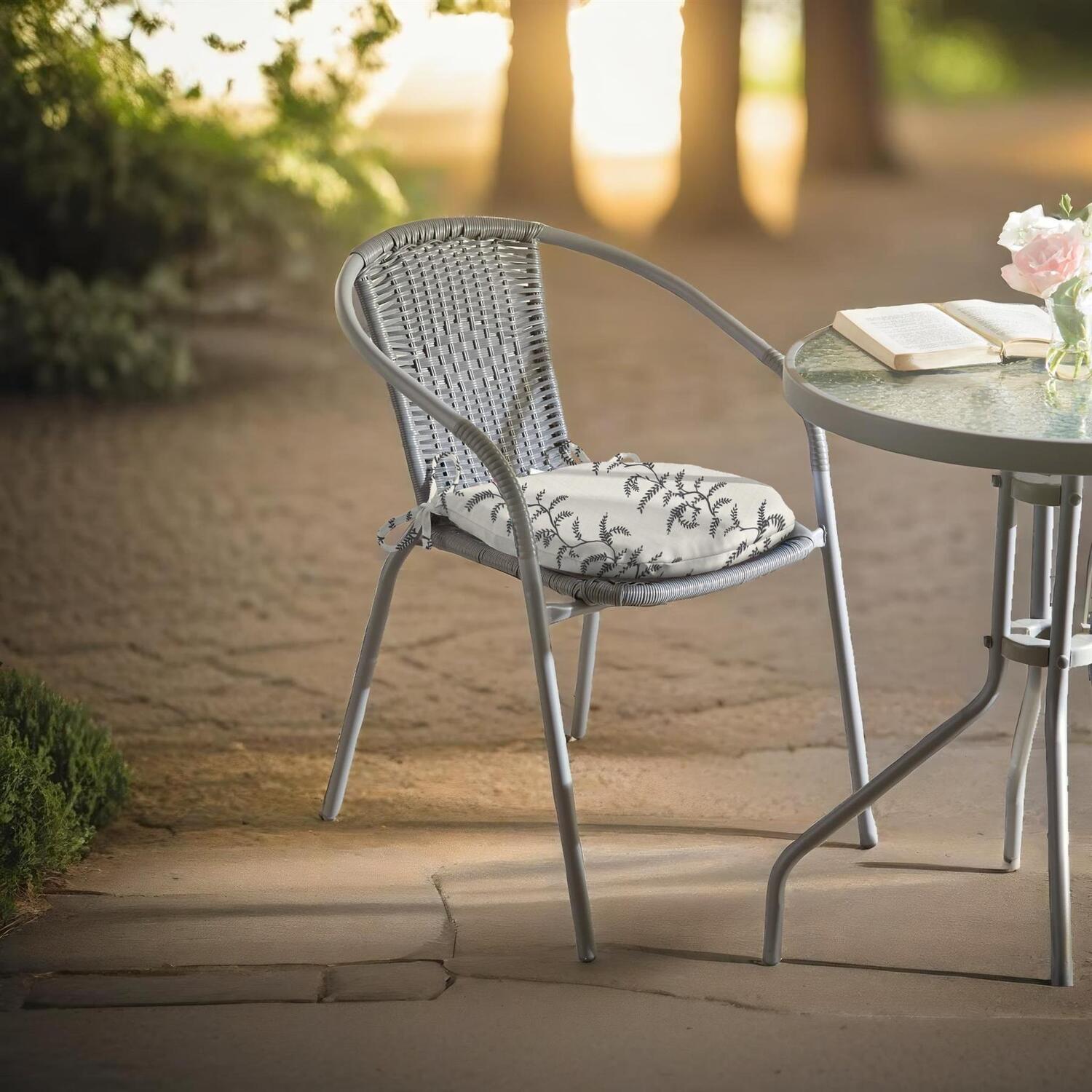 Linen Fern Outdoor D Shaped Seat Pad