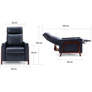 Riley Push Back Air Leather Modern Recliner Chair