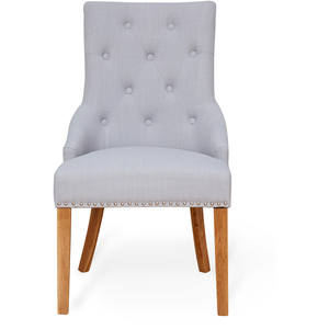 Oak Accent Narrow Back Upholstered Dining Chair - Grey (Pack Of Two)
