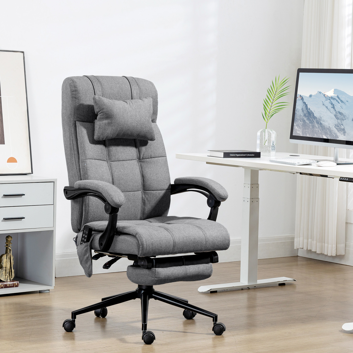 Vibration Massage Office Chair with Heat Head Pillow Reclining Back