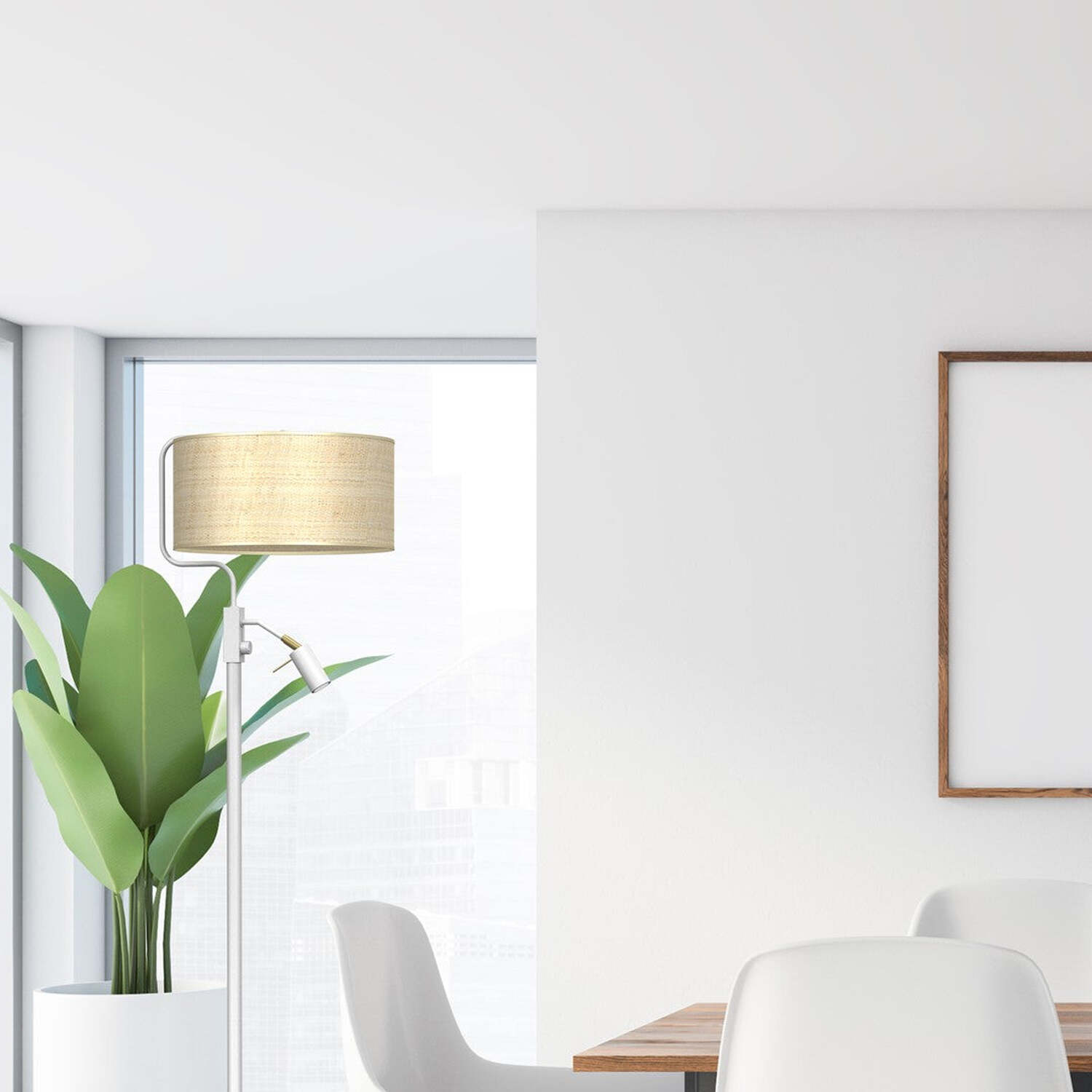 Milagro Floor Lamp Marshall White Rattan