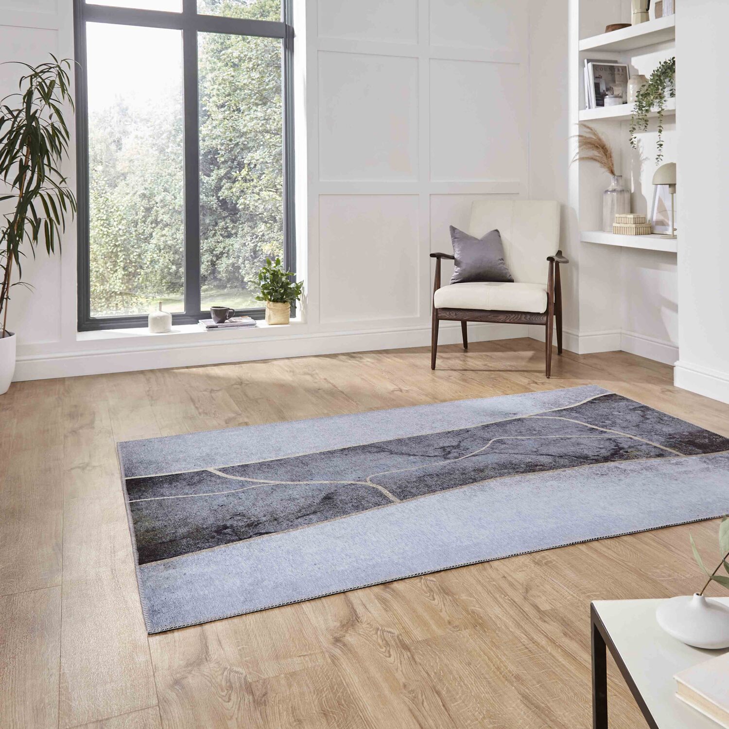 Contemporary Grey Abstract Area Rug