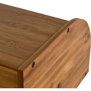 Single Layer Roll Top Bamboo Wooden Bread Bin Kitchen Storage