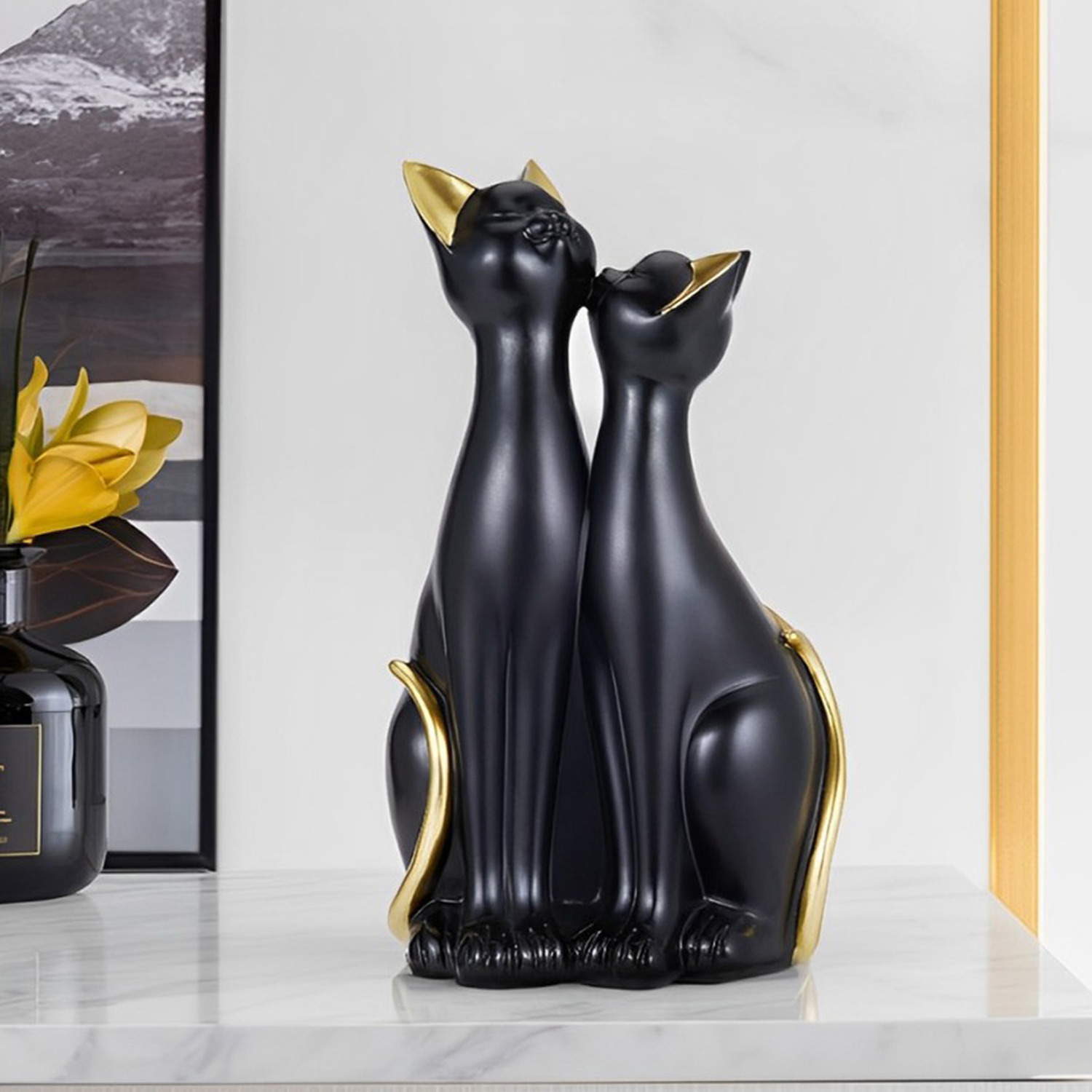 Black Cat Figurine Resin Tabletop Ornament