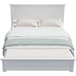 White Wooden Bed Frame Solid Wood Bed