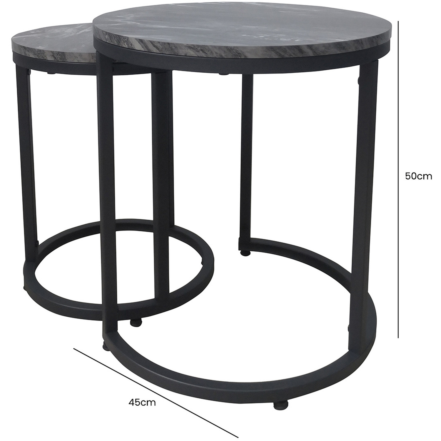 50cm Round Set of 2 Nesting Table for Living Room