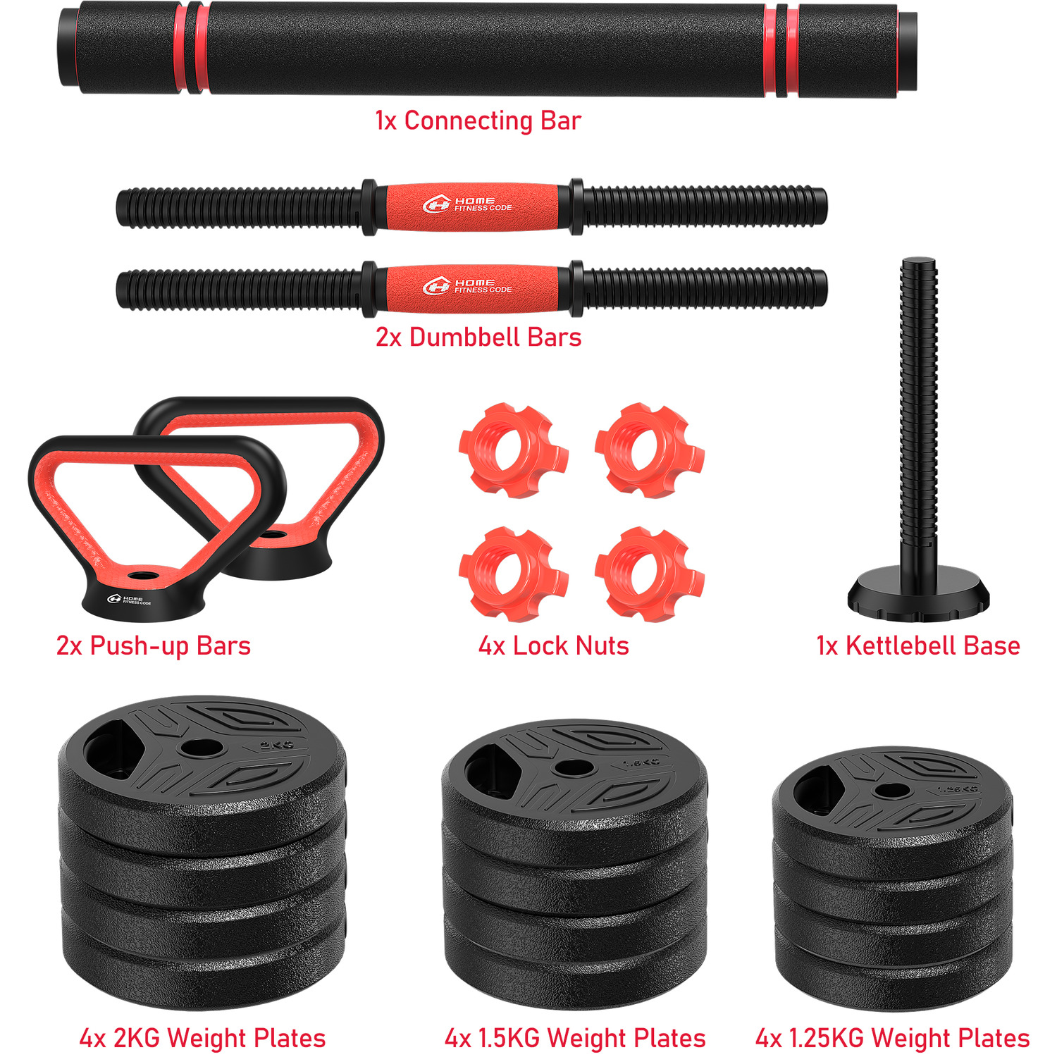 20kg Home Fitness Adjustable Weights Dumbbells Set
