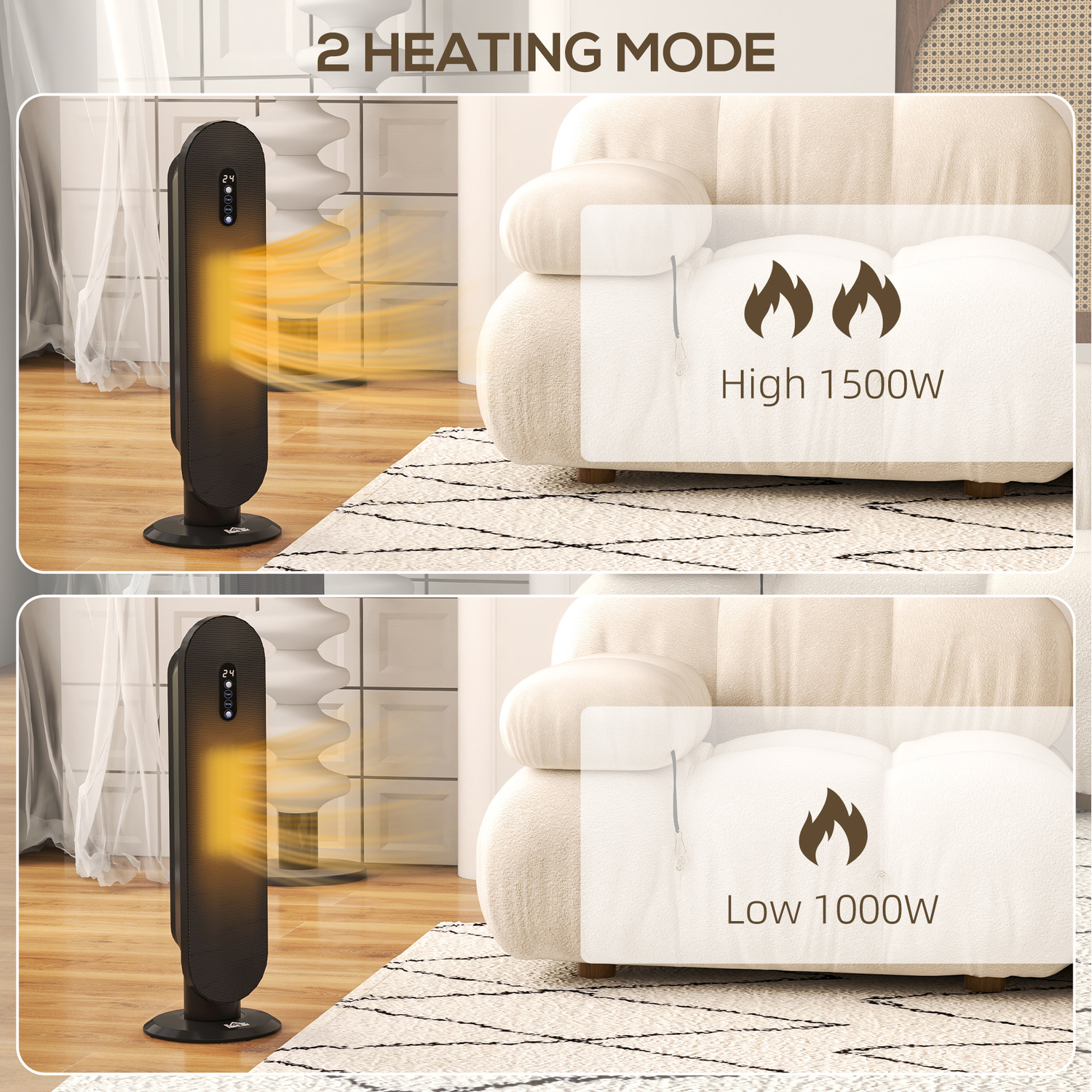 Ceramic Space Heater with 45 Degree Oscillation, Remote Control