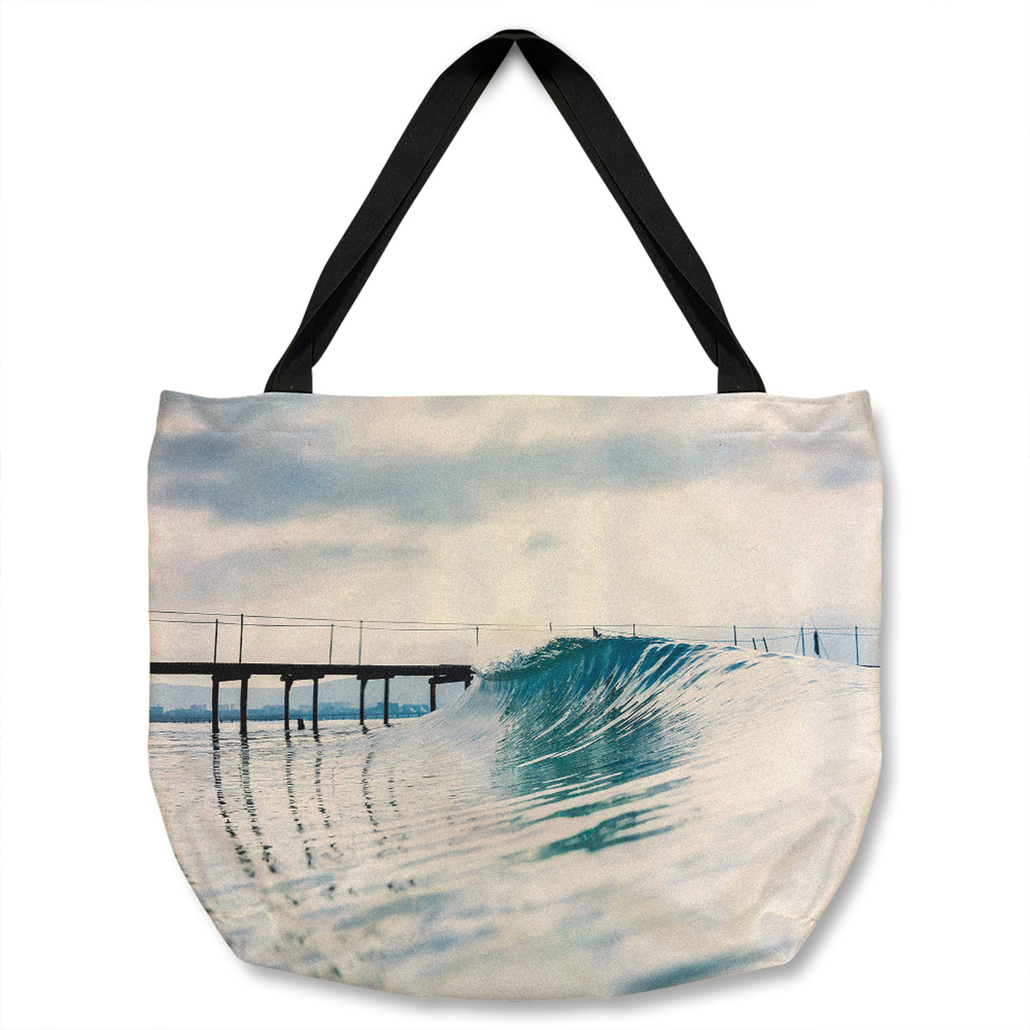 Ocean ideal wave in ocean. Breaking blue waves Designer Tote bag