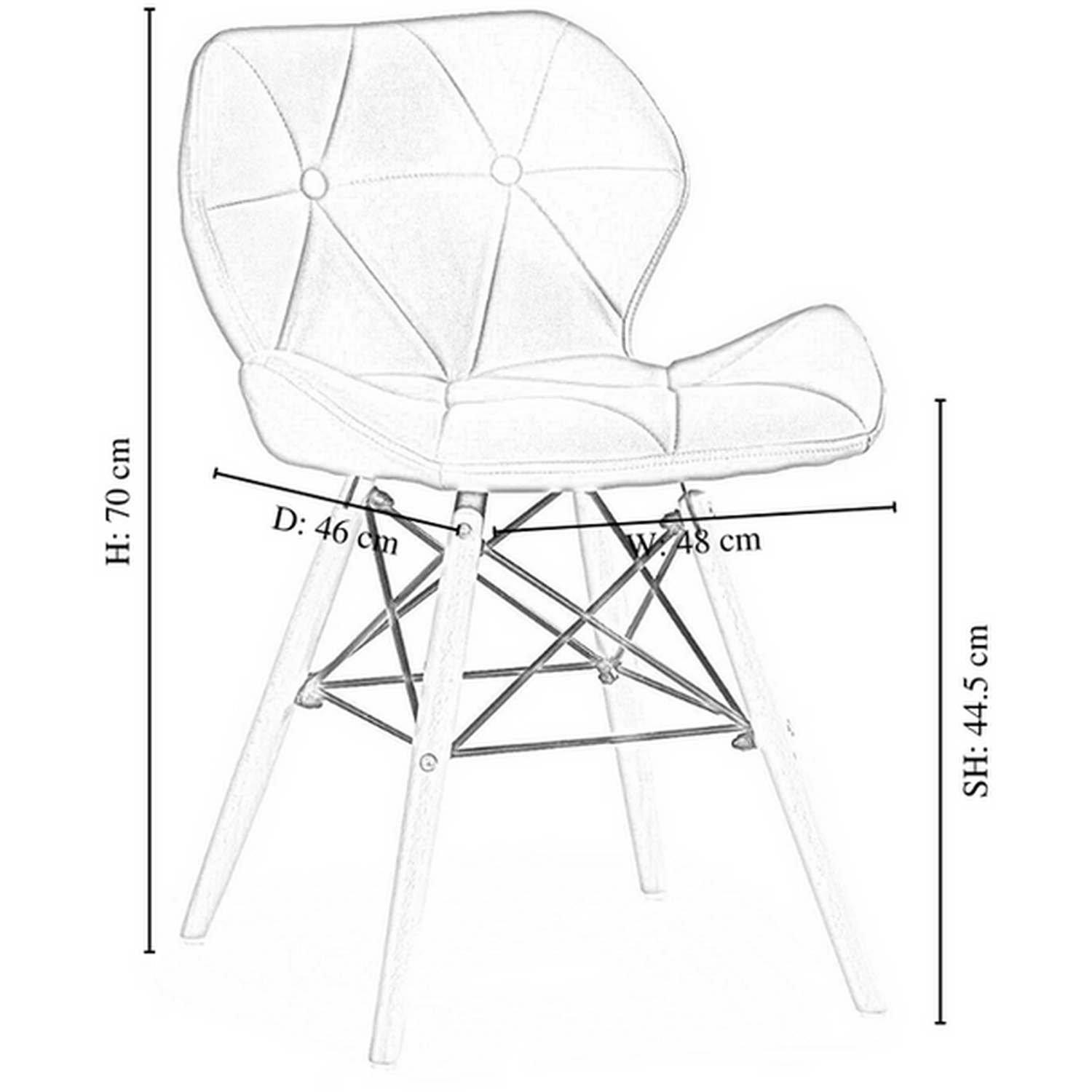 Set of 6 Cecilia Eiffel Faux Leather Dining Chairs Padded with Button ...