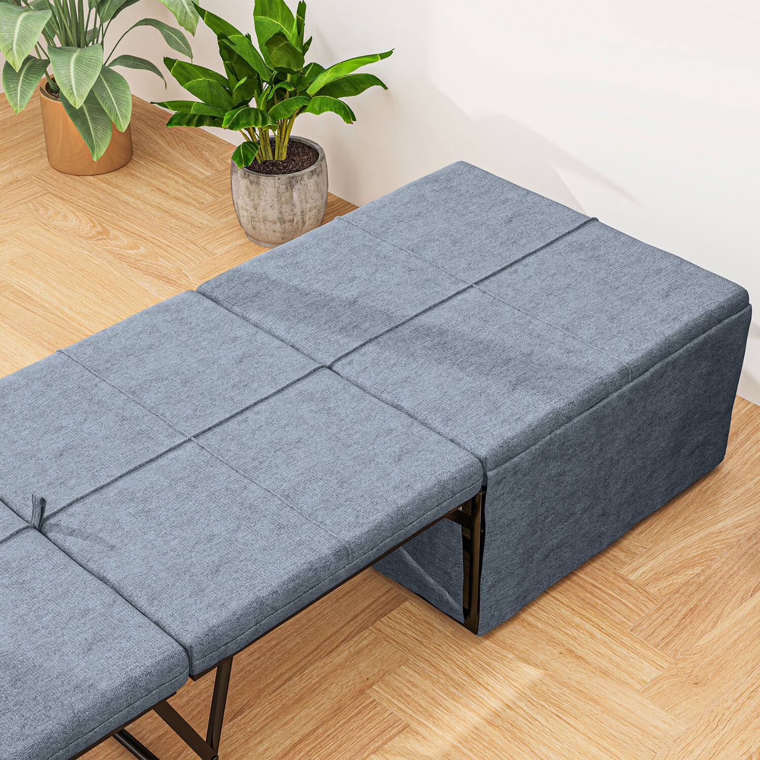 HOMCOM Single Folding Bed with Linen Sponge Mattress and Dust Cover