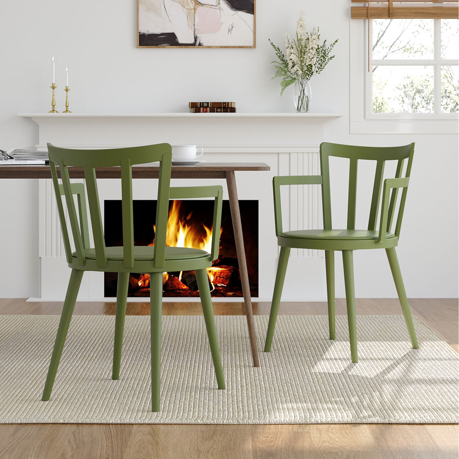 Set of 4 PP Dining Chairs with PU Leather Padded and Armrest