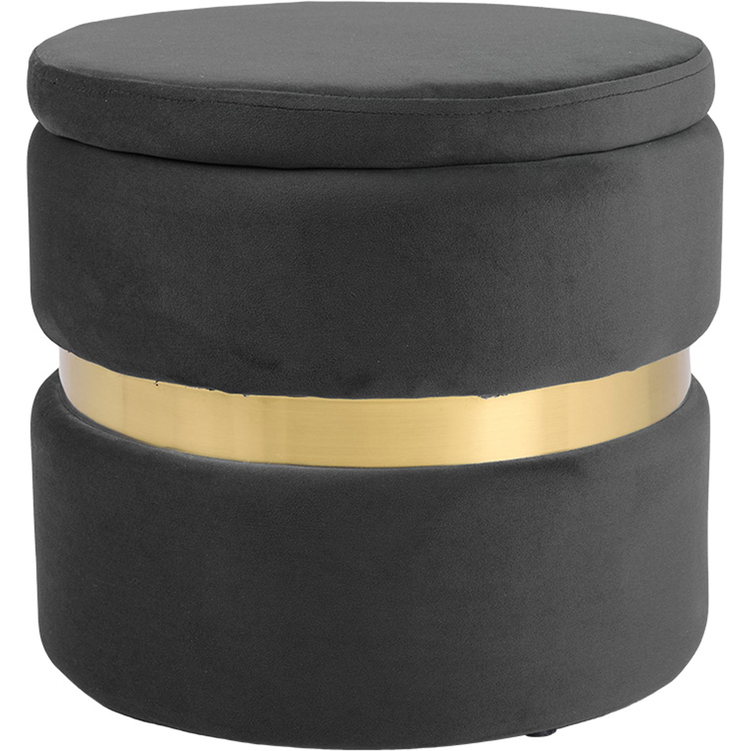 Upholstered Storage Ottoman with Gold Trim