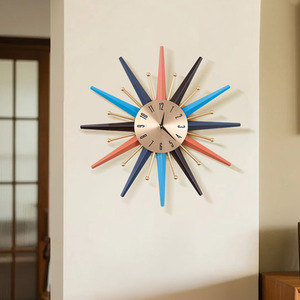 Large Metal Starburst Decorative Wall Clock