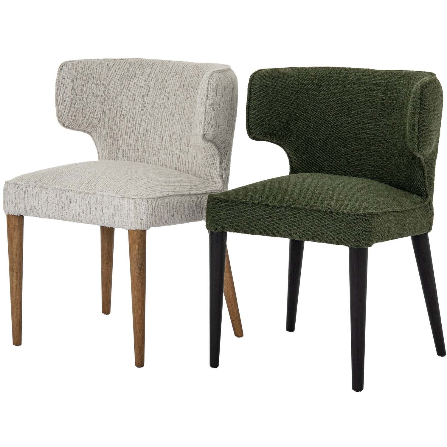 Mirmande Mid-Century Curved Bouclé Dining Chair in Forest Green with ...