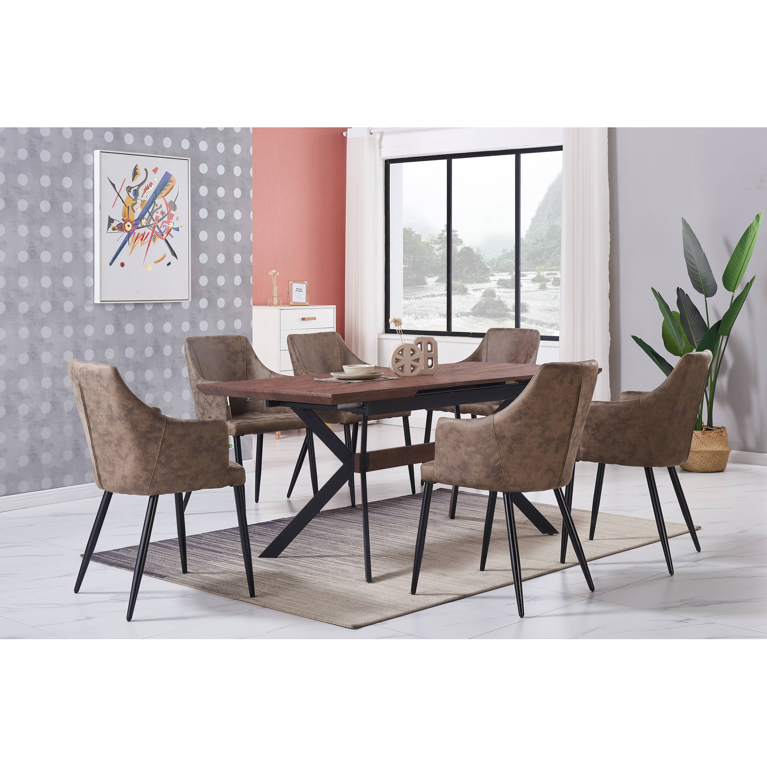 Zarah Blaze LUX Dining Set with a Modern Table and 6 Chairs