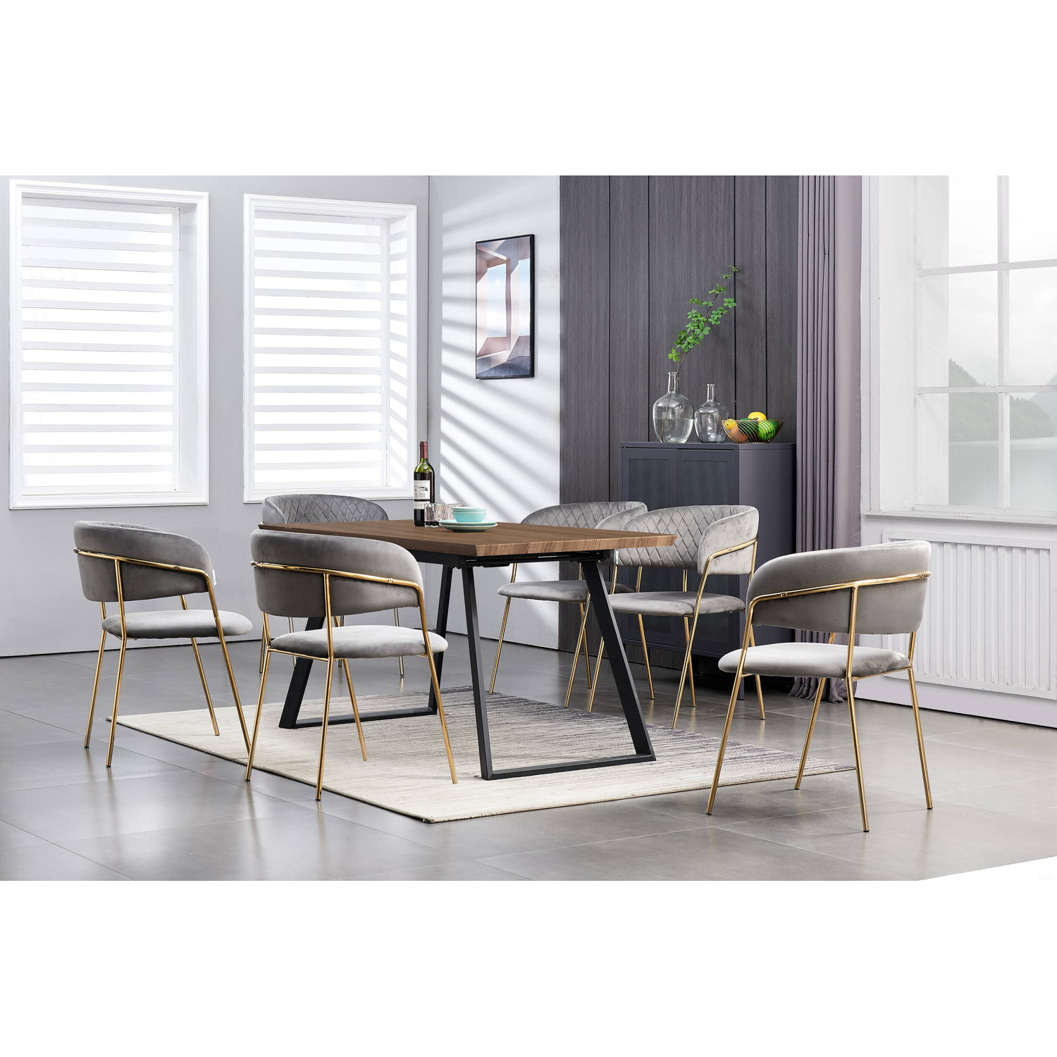Atarah Toga LUX Modern Dining Set with a Table and Chairs Set of 6