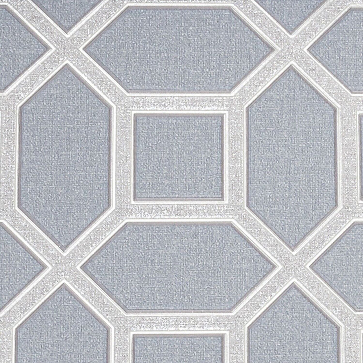 Geometric Light Blue Grey Glitter Textured Heavy Vinyl Premium Wallpaper