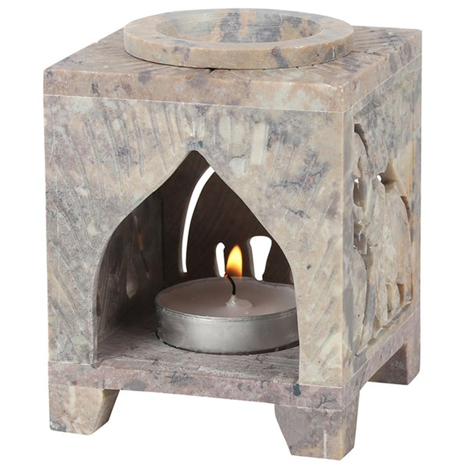Carved Elephant Soapstone Oil Burner