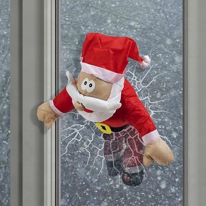 Christmas Crashing through Window Scene