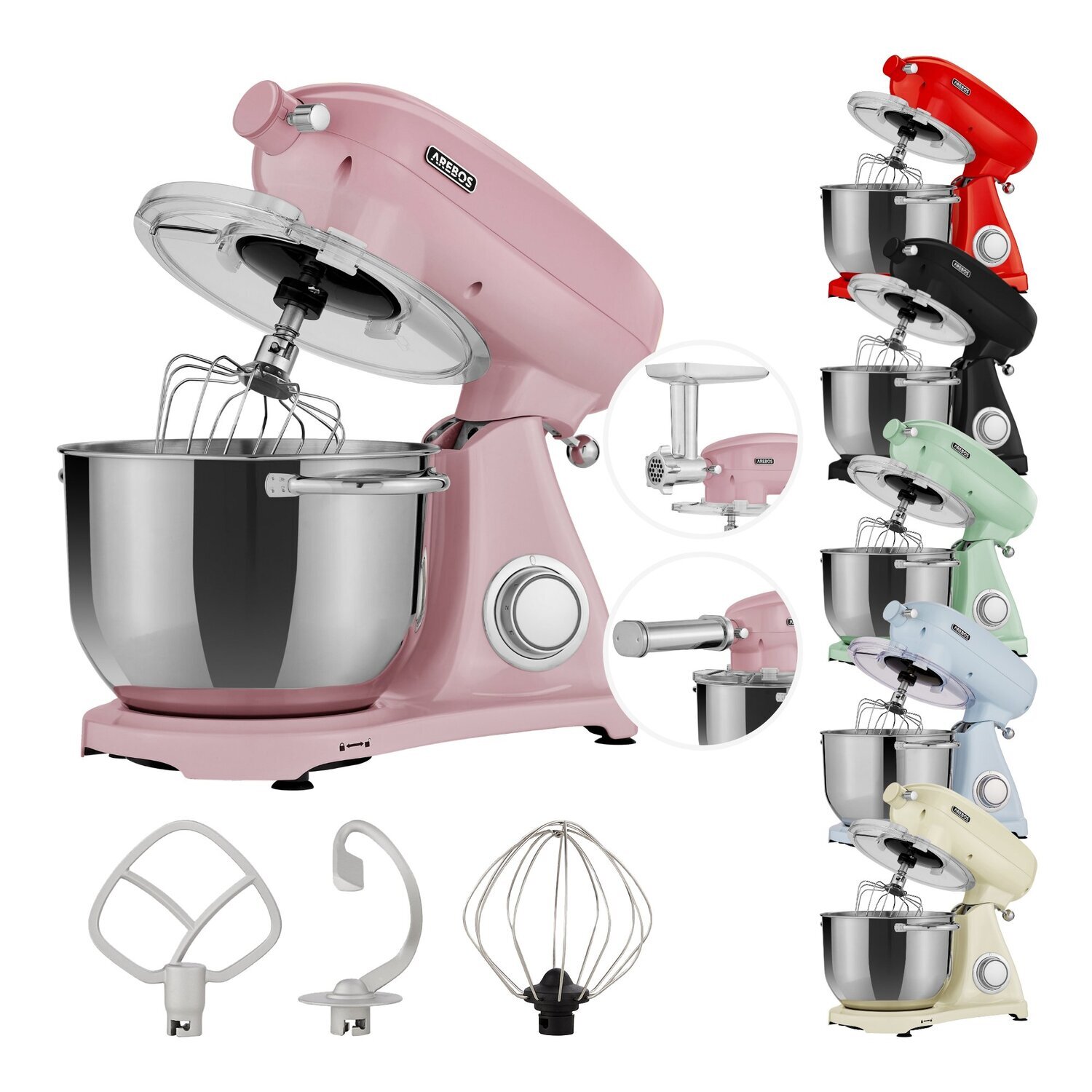 Retro Stand Mixer Kneading Machine With 6L Stainless Steel Mixing Bowl