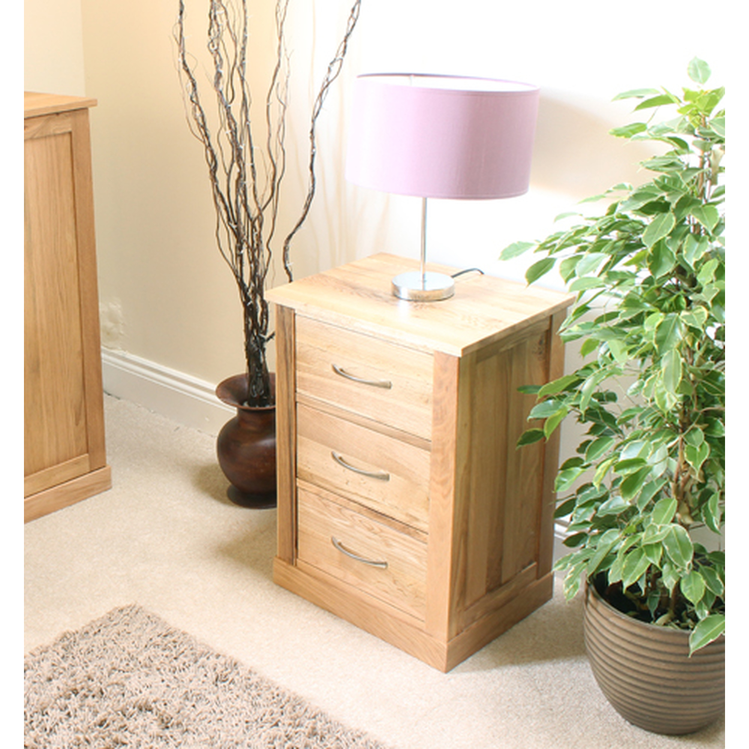 Mobel Oak Three Drawer Lamp Table