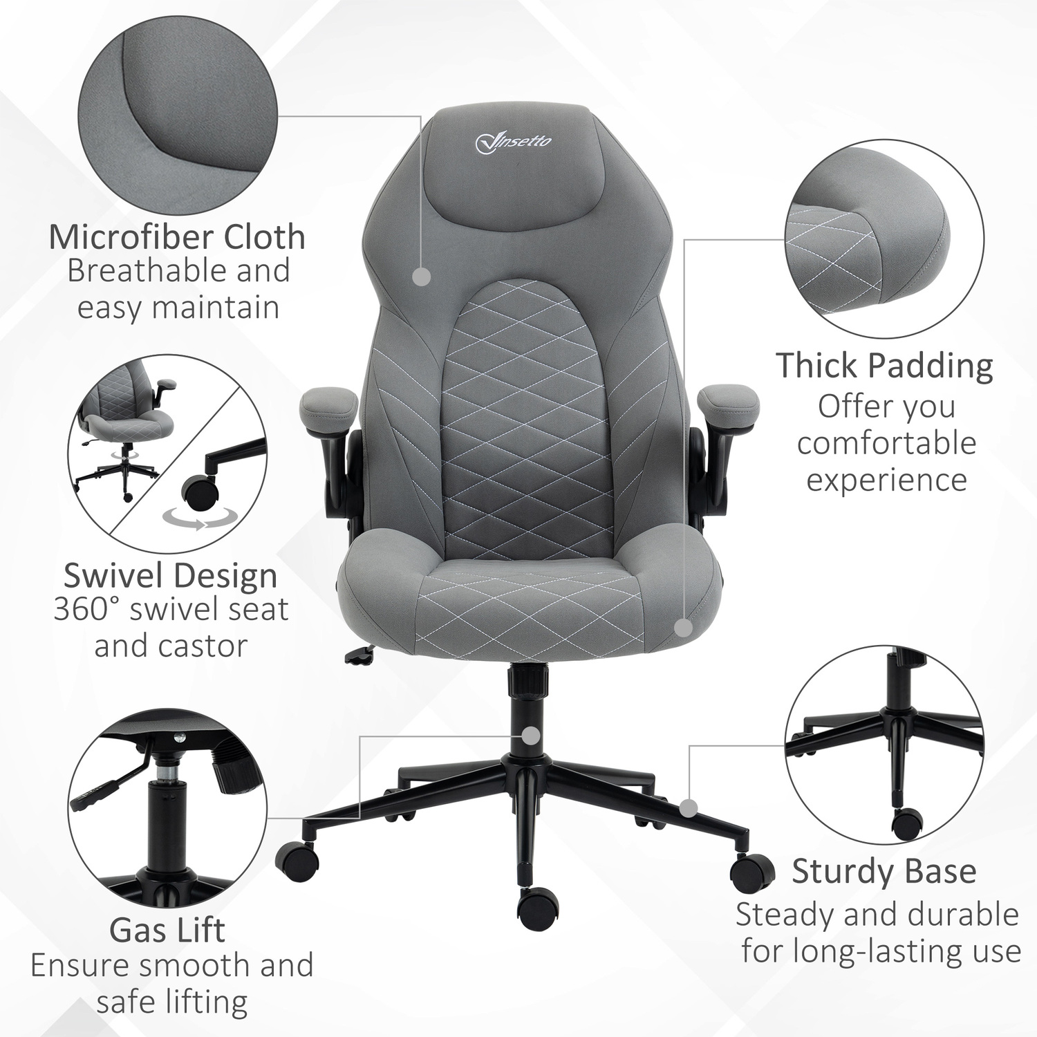 High Back Home Office Chair with Flip Up Armrests Wheels