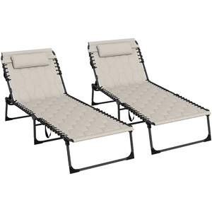 2 Pieces Foldable Padded Sun Lounger Set