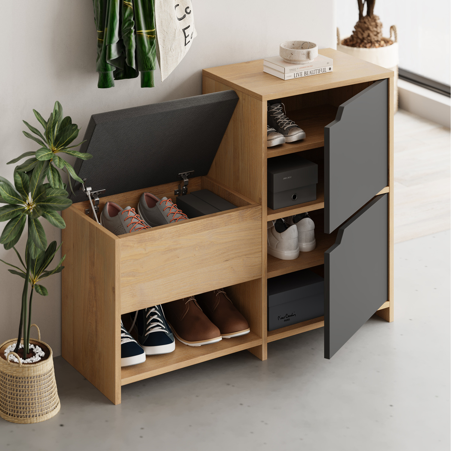 Haven Modern Shoe Bench Storage