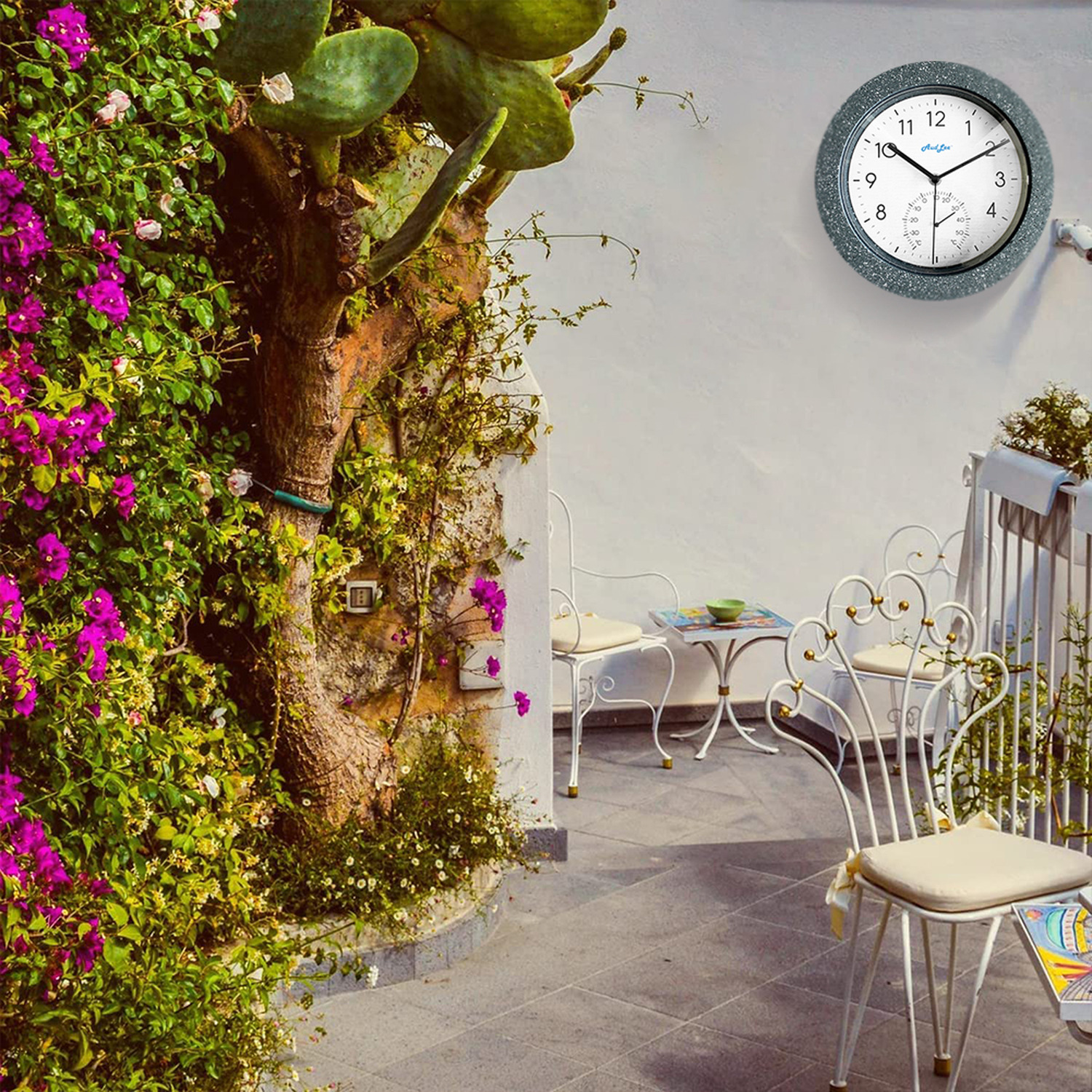 Faux Concrete Clock with Thermometer