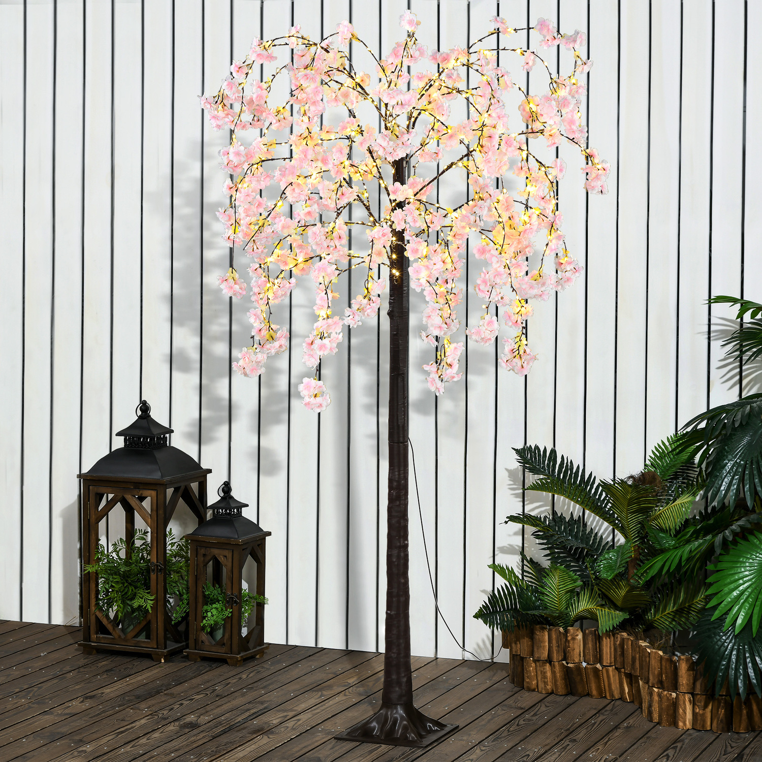 HOMCOM 180cm Cherry Blossom Tree Light with 450 Warm White LED Lights