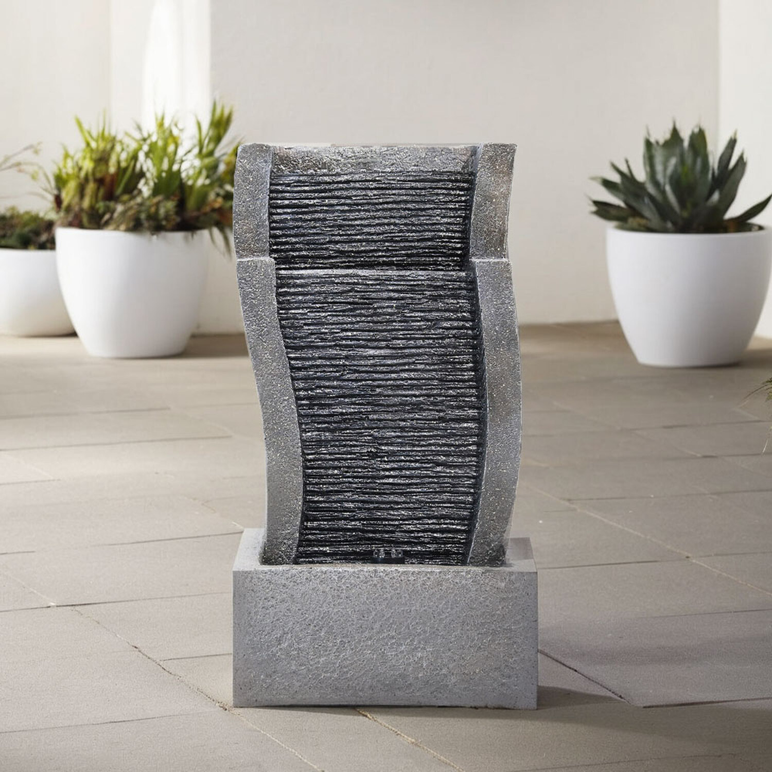 LED Solar Vertical Cascade Rockery Fountain