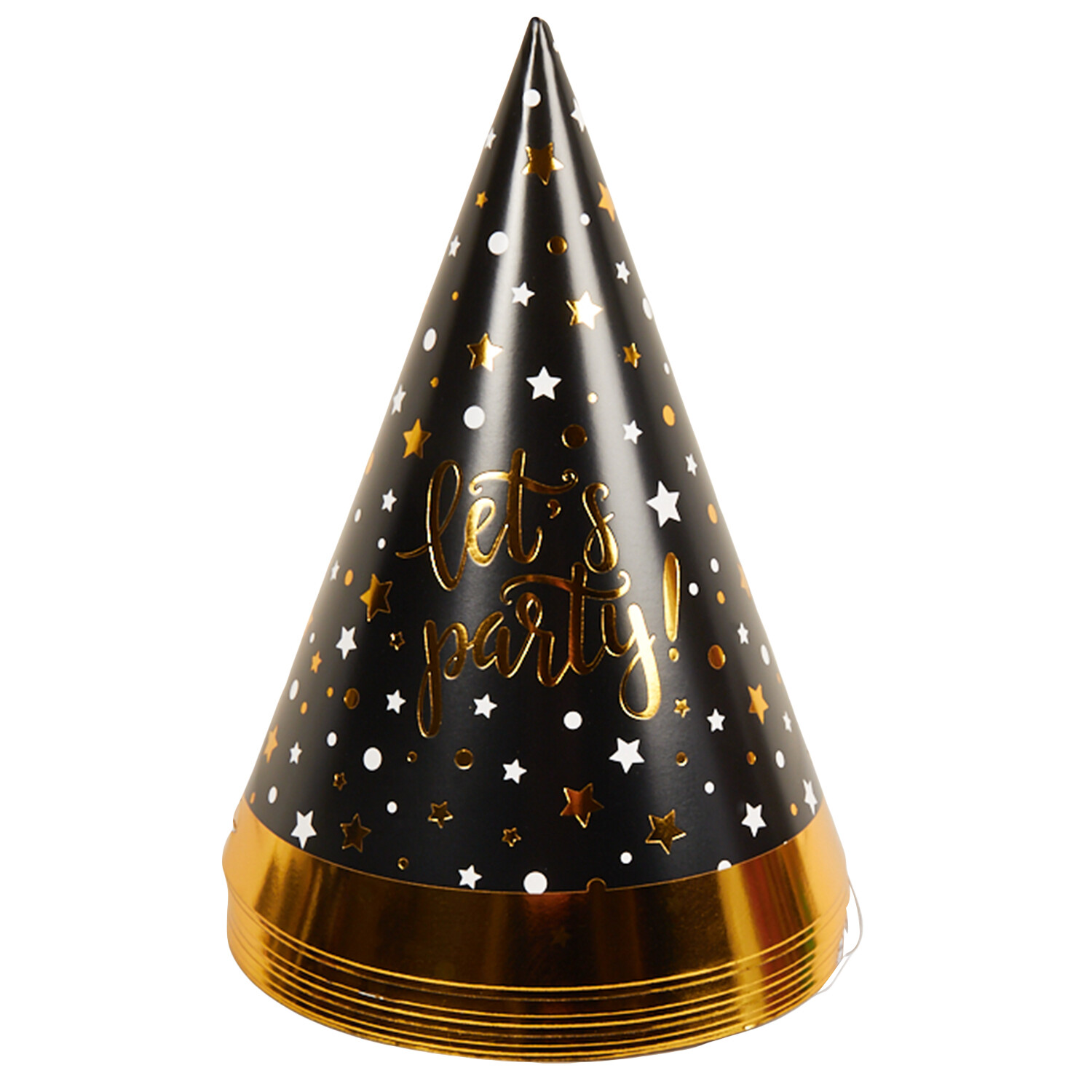 Pack of 8 Lets Party Gold Foil Party Hats