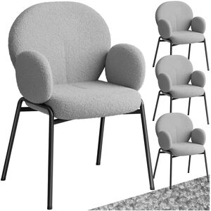 Dining Chair Scandi - Padded Boucle Cover, High Backrest