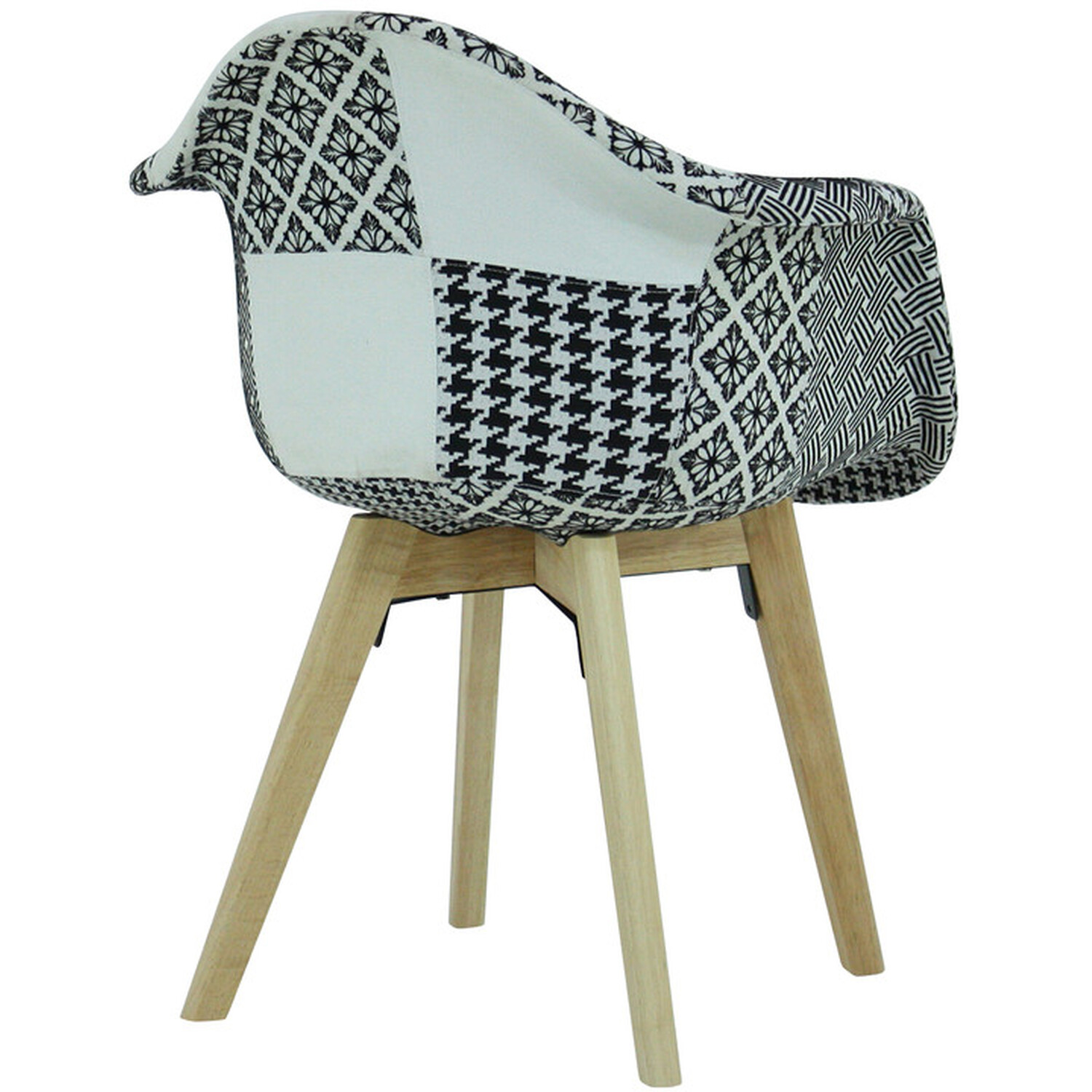 Set of 4 Chrono Patchwork Tub Fabric Dining Chair with Arms for Dining Room