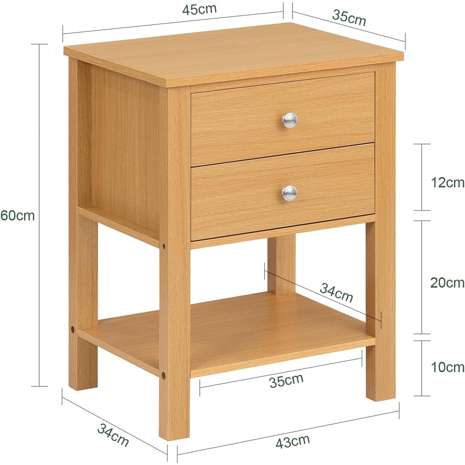 Two Drawer Bedside Table