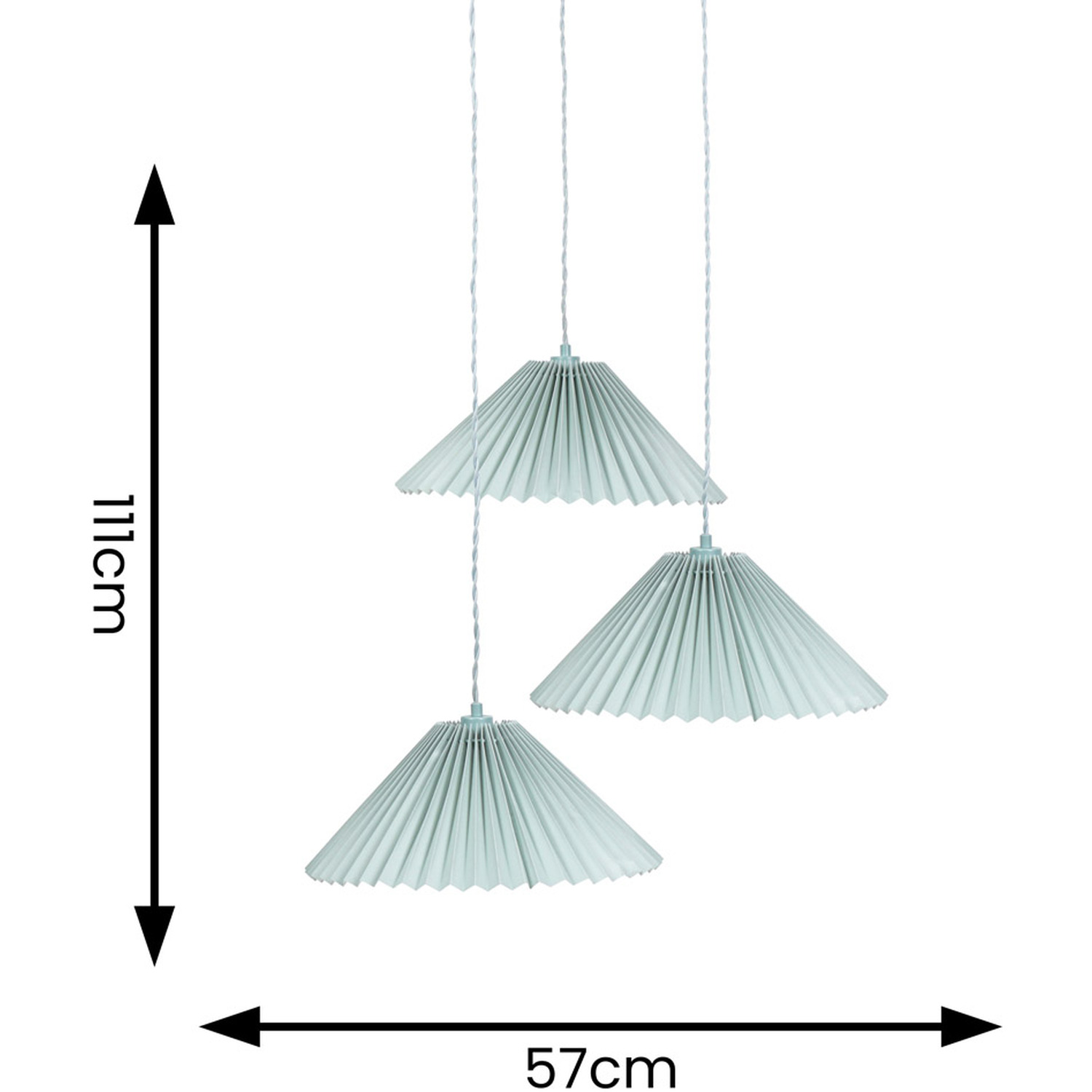 Akira Fabric Pleated Triple Drop Ceiling Pendant Light