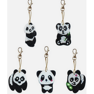 Pack of 5 Panda Diamond Art Keyrings