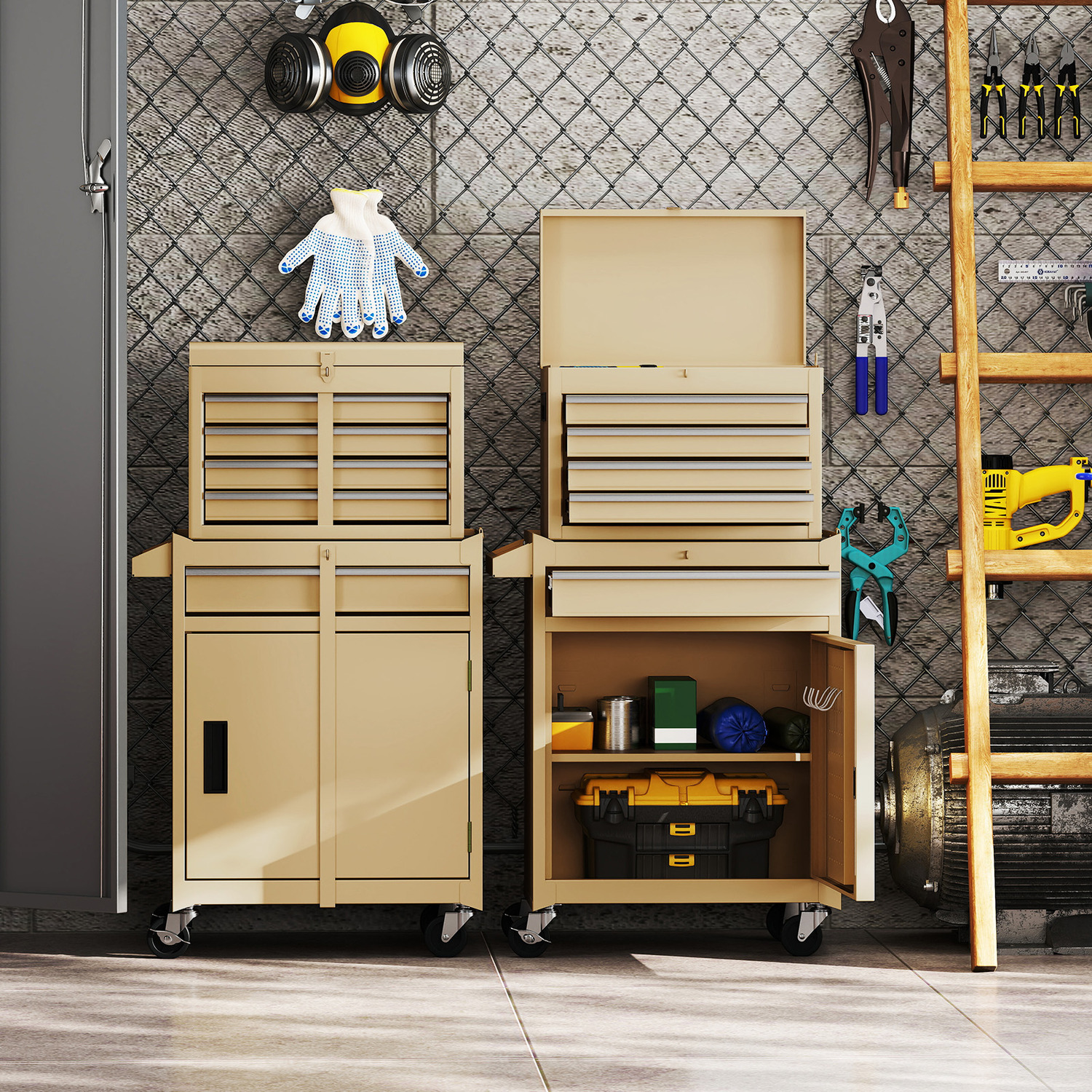 Tool Storage Cabinet with Lockable Wheels
