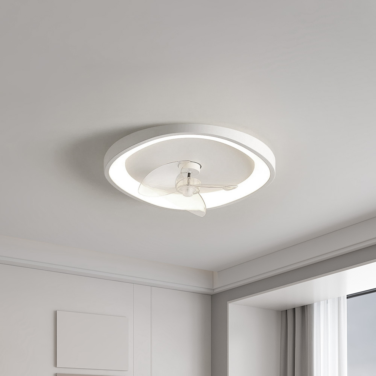 Lifeideas Modern LED Ceiling Light with Fan, Single circle