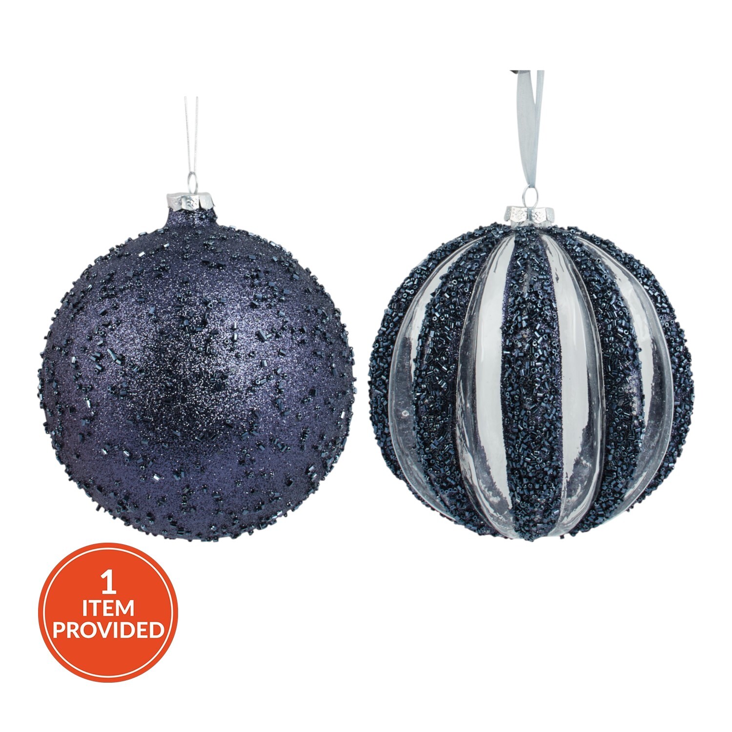 Large Navy Beaded Bauble