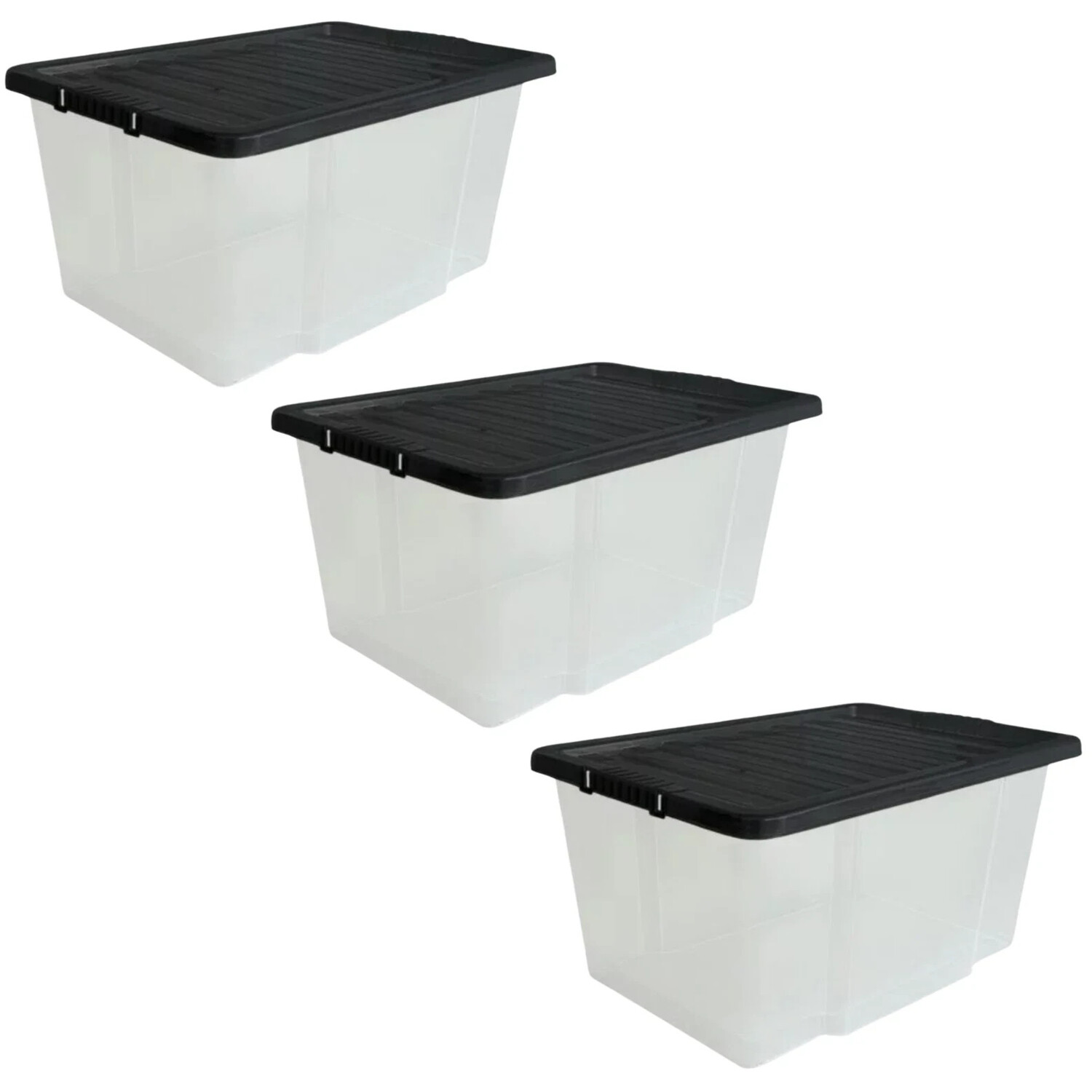 50L Stackable Storage Box with Black Lid